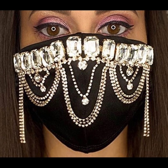 Accessories | Bling Mask Black With Large Crystals | Poshmark